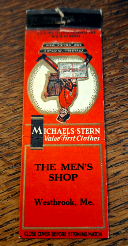 Vintage Matchbook: Michaels-Stern Clothes, The Men's Shop, Westbrook ...