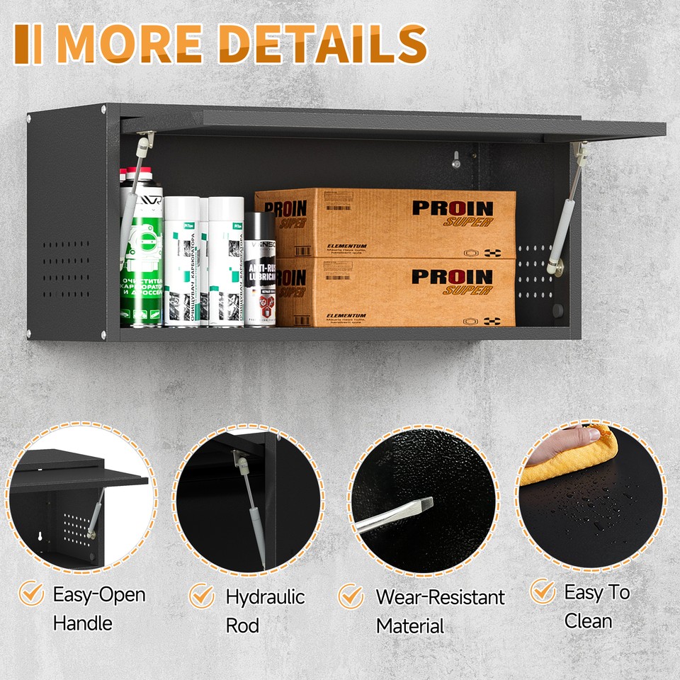 Black Wall Mounted Metal Storage Cabinet Garage Wall Cabinet Home ...