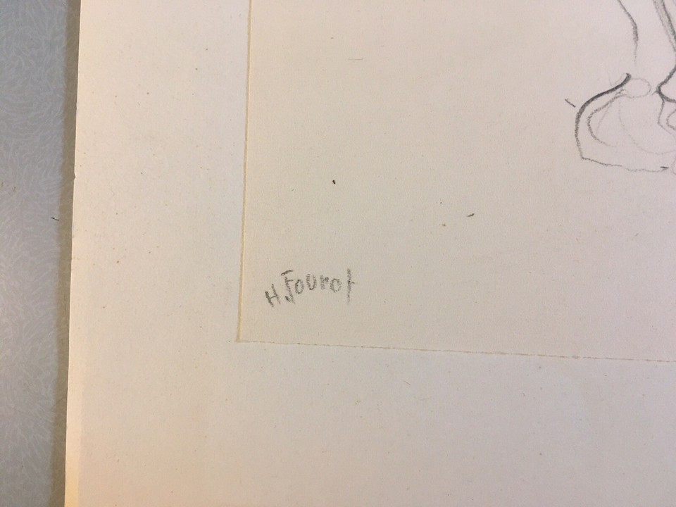 Very beautiful lead pencil drawing Animal Cow Nature Early XX Henriette ...