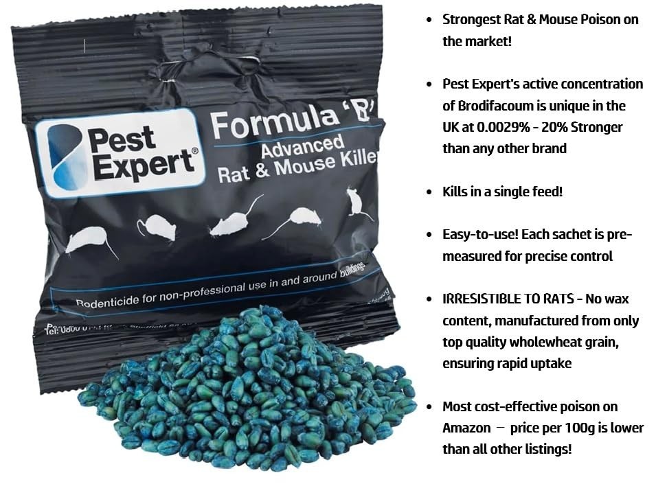 Pest Expert Rat & Mouse Killer Poison Strong Rodent Bait (10 x 60g) Max ...