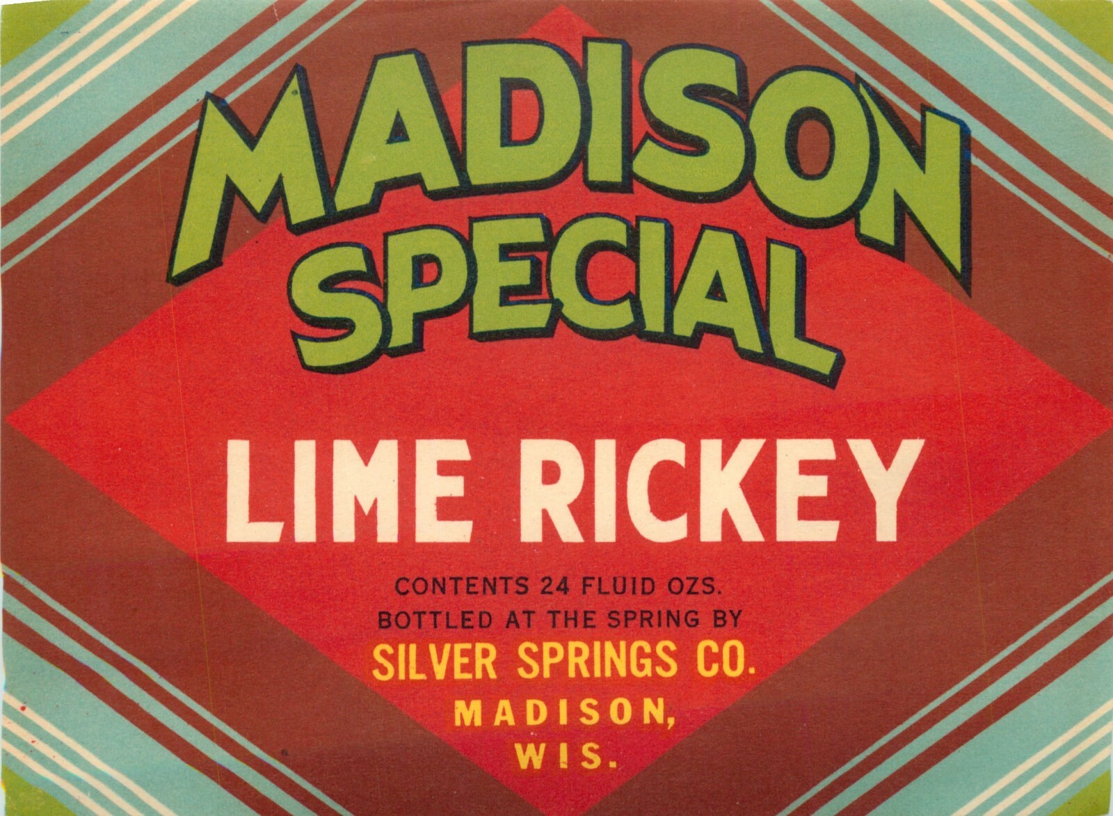 Madison Special Lime Rickey Soda Pop Bottle Label | eBay