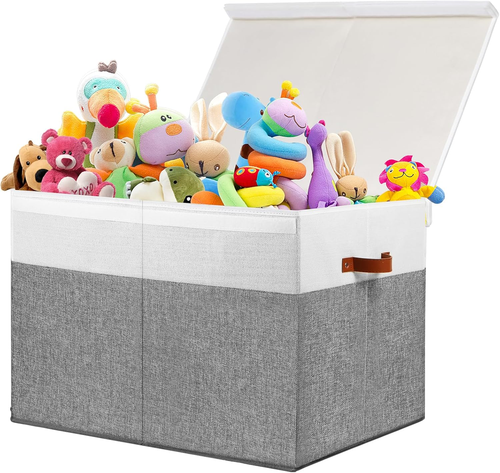 Large Toy Storage Box with Lid, Sturdy Toys Storage Chest Bin Organizer ...