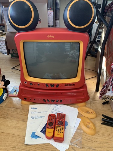 ELEGANT DISNEY MICKEY MOUSE 13" COLOR TV & DVD PLAYER W/TWO REMOTES! | eBay
