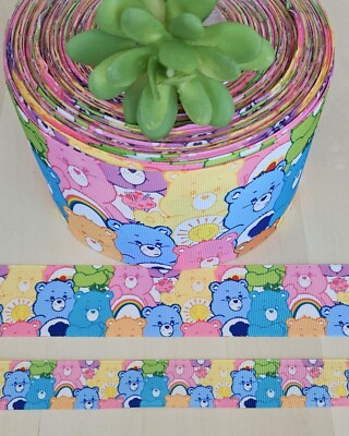 7/8, 1.5 & 3" (1 YD) Care Bear Grosgrain Ribbon Funshine Share Wish ...