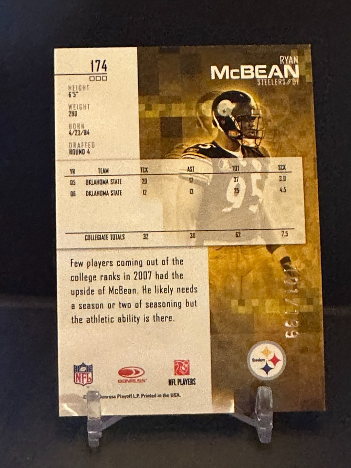 2007 Rookies & Stars Football Ryan McBean Longevity Card #174 #101/199 ...