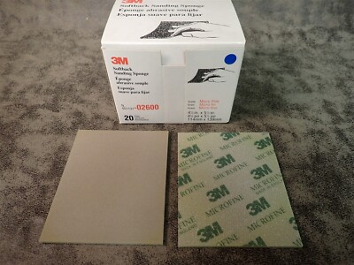 NEW 3M Softback 02600 Micro Fine AO 4 1/2"x5 1/2" Sanding Sponge 20 ...