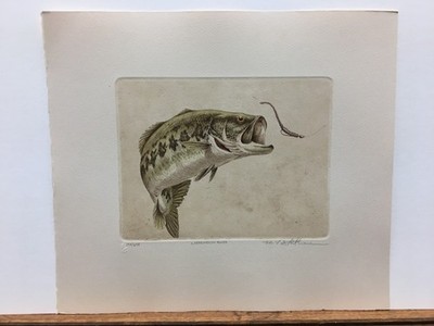 Mike Stidham Largemouth Bass Fishing Hand Colored Etching Signed Art ...