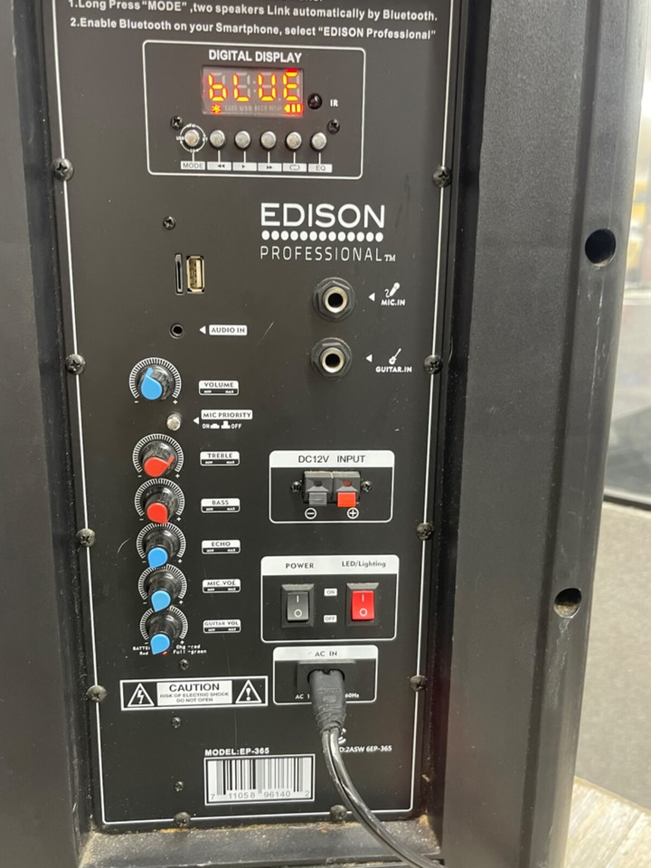 Edison Professional Party System 3000 Portable Speaker - Bluetooth ...