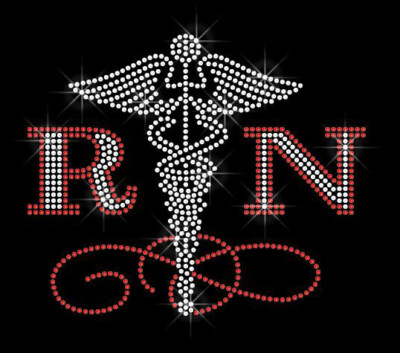 Nurses Rock - RN Nurse Symbol - Rhinestone Iron on Transfer Hot Fix ...