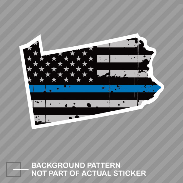 Distressed Thin Blue Line Pennsylvania State Shaped Subdued US Flag ...