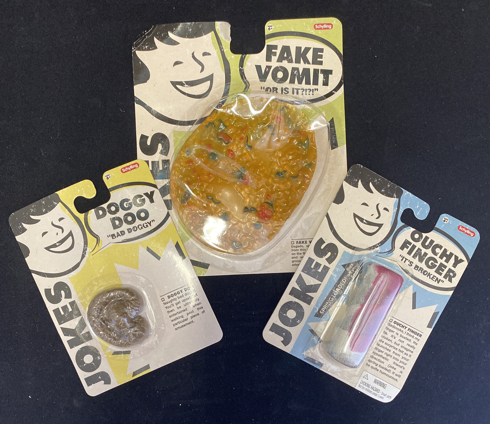 Schylling Pranks Trick Lot of 3 - Fake Vomit Doggy Doo Ouchy Finger New ...