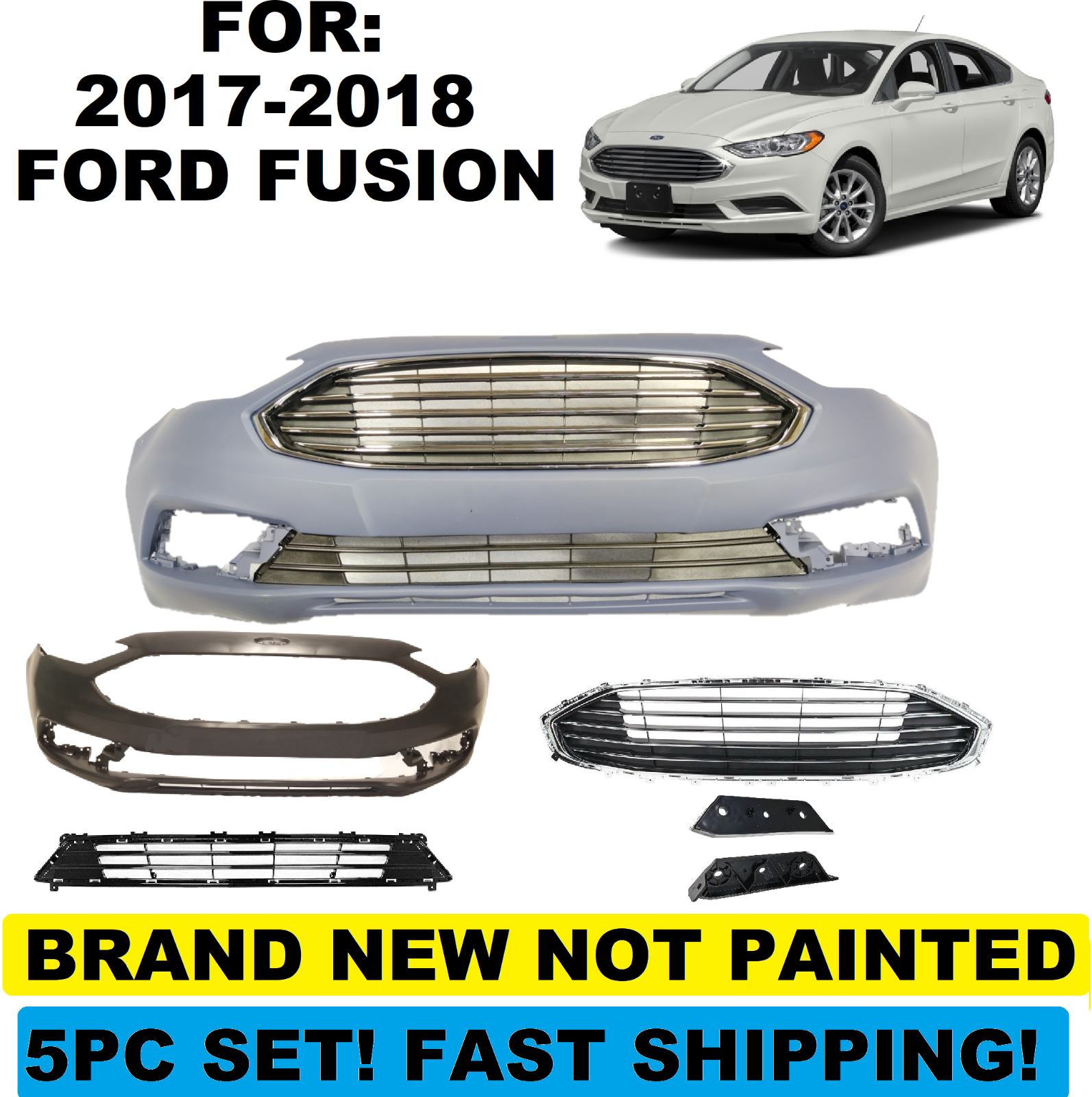 FOR 2017 2018 FORD FUSION FRONT BUMPER | eBay