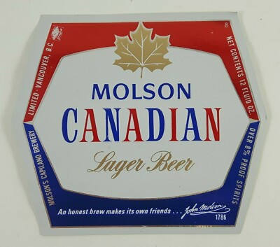 Molson Canadian Lager Beer Label Molson's Capilano Brewery Vancouver BC ...