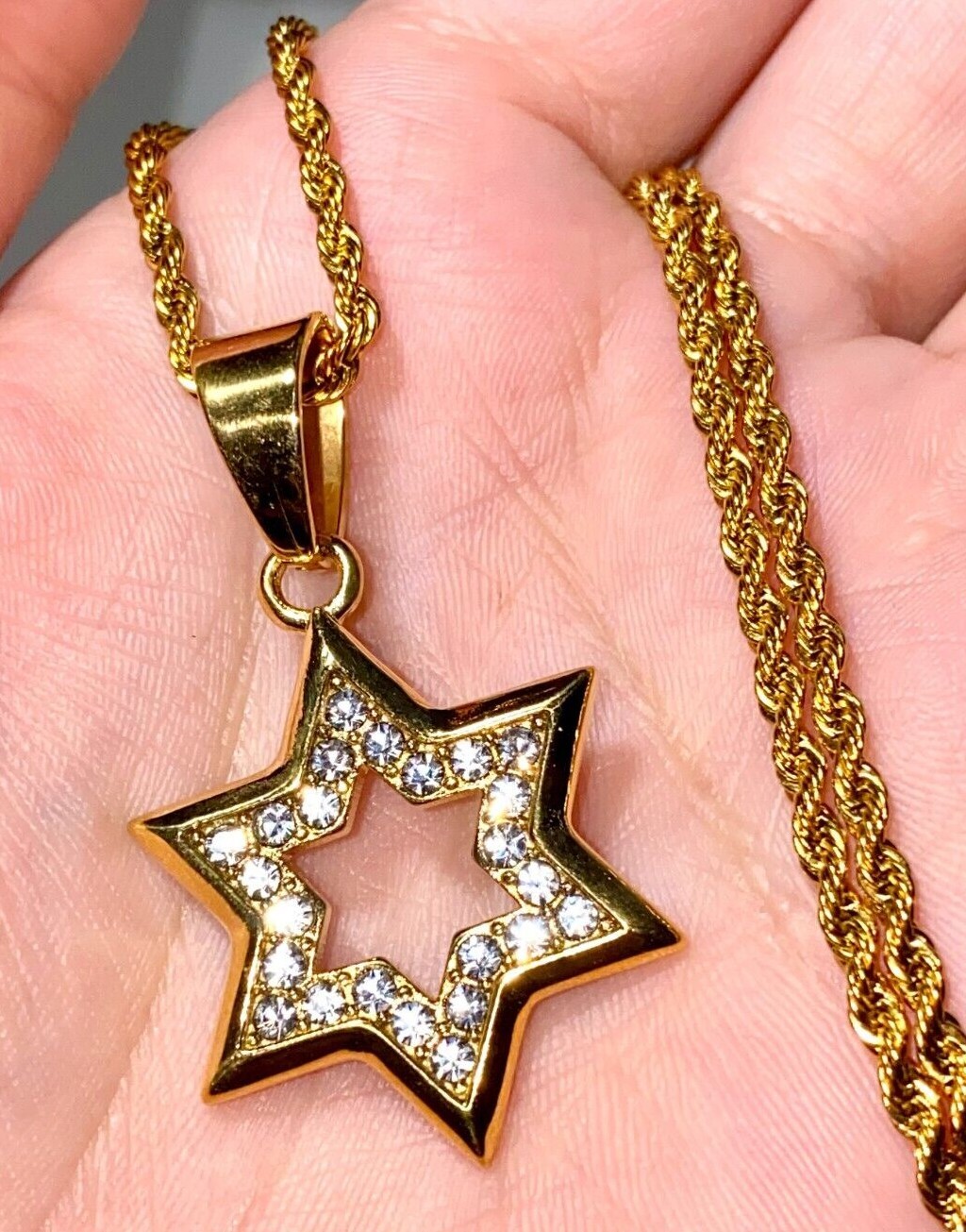 Real 14k Gold 6 Pointed Jewish Star of David Protection Pendant Solid ...