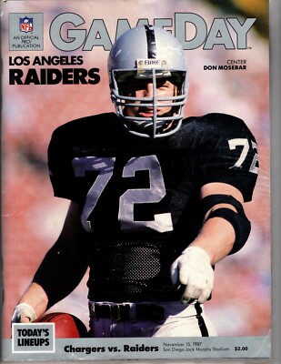 1987 GameDay NFL Program San Diego Chargers Los Angeles Raiders Don ...