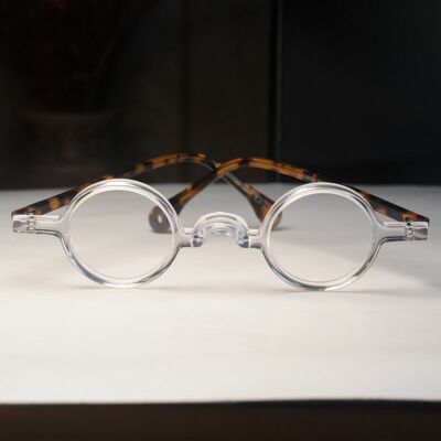 Mens round eyeglasses vintage crystal solid acetate glasses frame clear ...