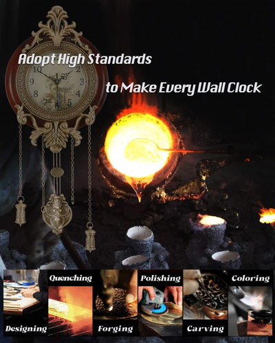 Dia 9-Inch Retro Style Vintage Wood Indoor Wall Clock with Swinging ...