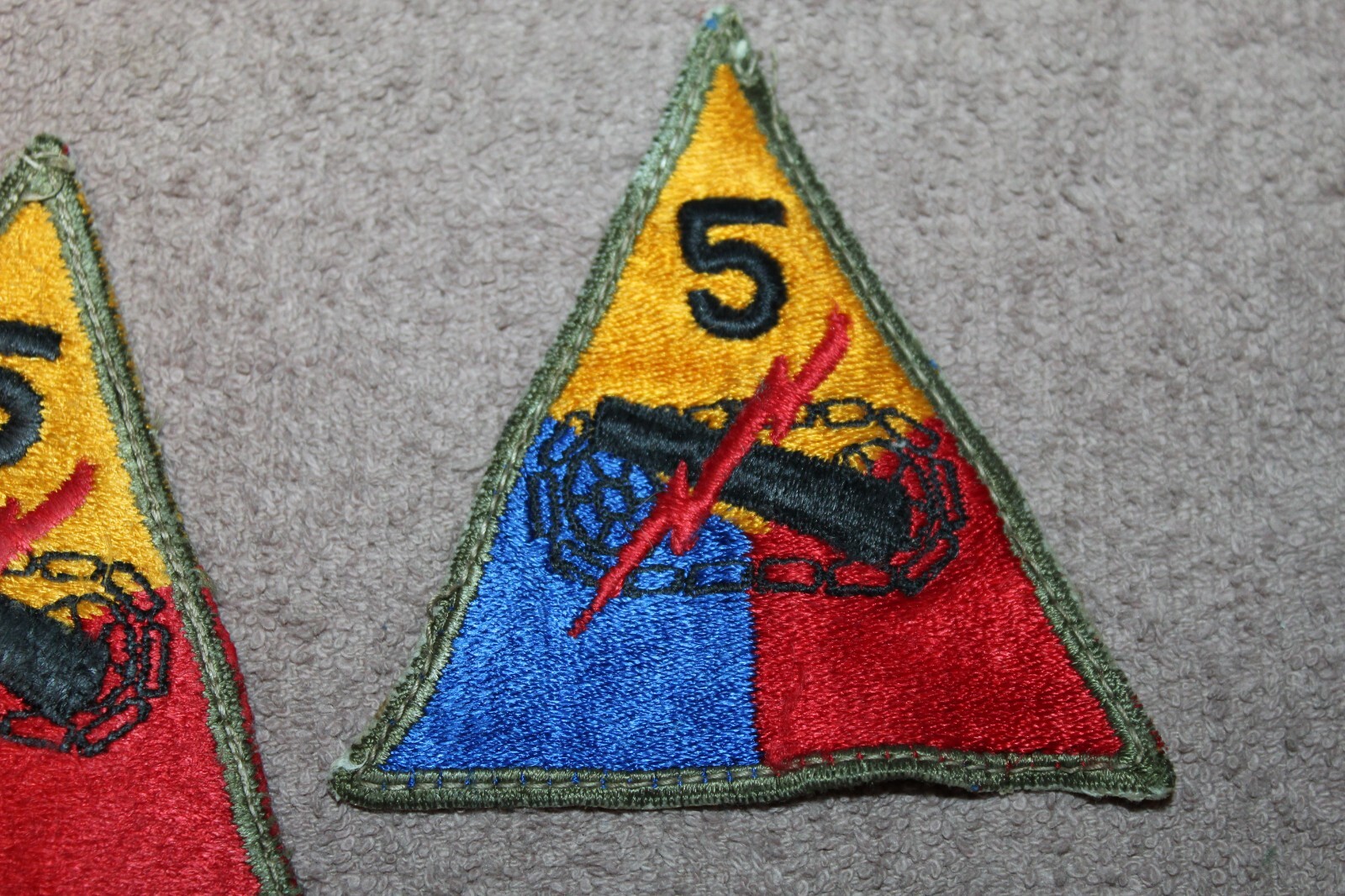 Two Original WW2 U.S. Army 5th Armored Division Triangle Uniform ...