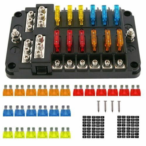 Auto 12 Way Fuse Box Plastic Cover Blade Fuse Holder RV Camping Car ...