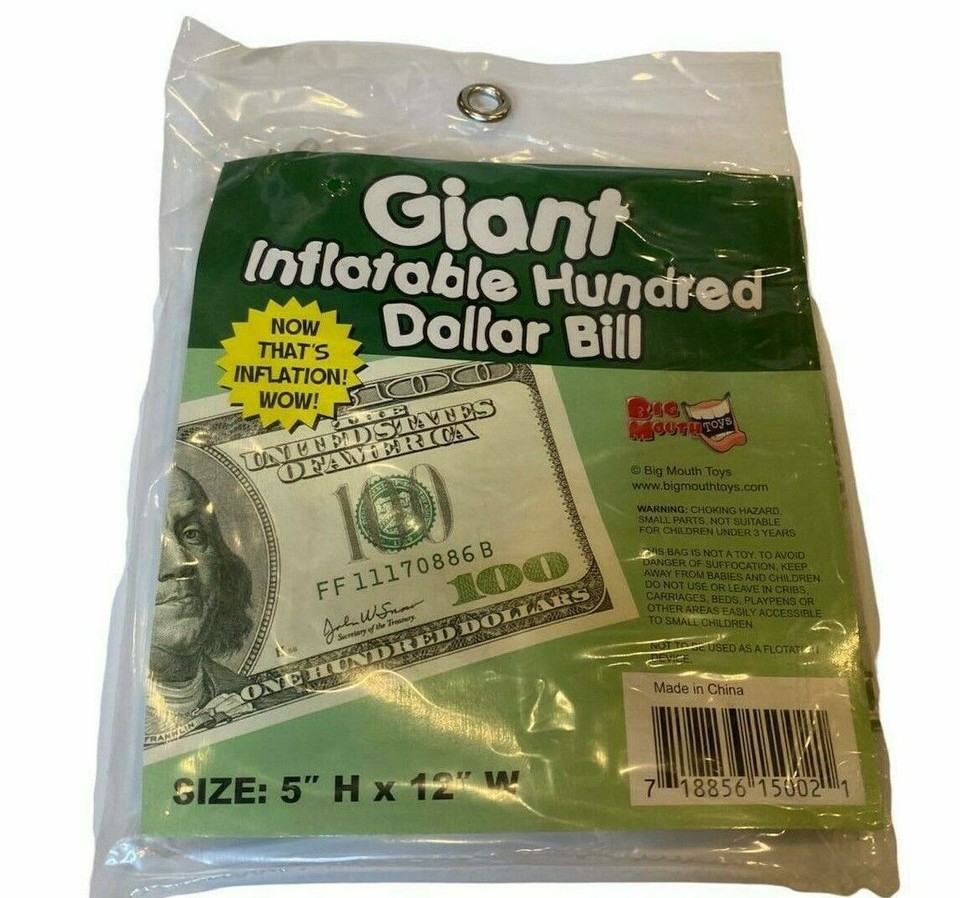 INFLATE - INFLATION! Giant $100 Hundred Dollar Inflatable Money Bill ...