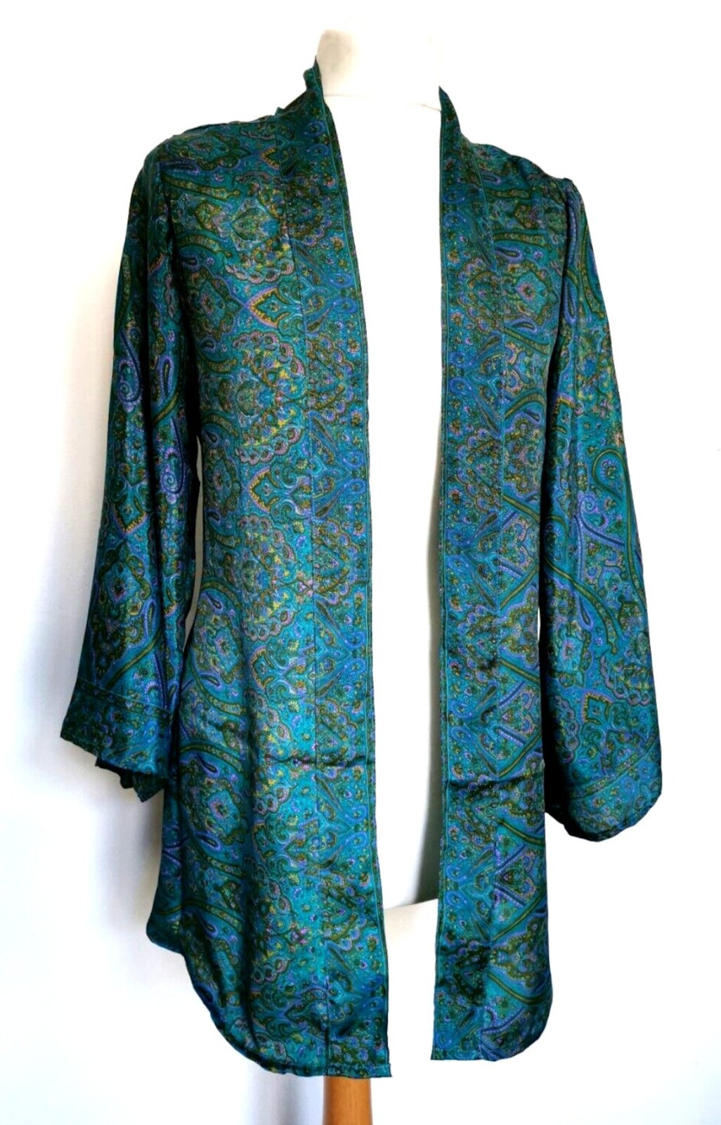 Teal blue Top Kimono silk style cover up 8 10 12 14 16 18 20 coat smart ...