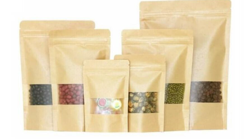 800Bag Resealable Beige Paper Kraft Food Packaging Window Pack ...