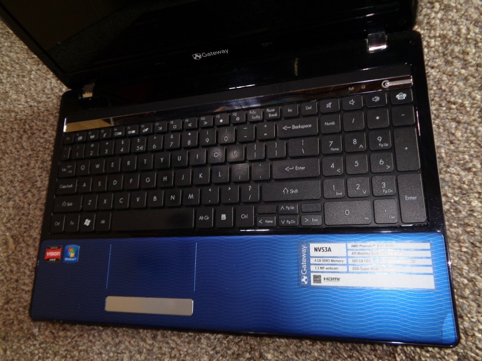 Gateway NV53A Laptop - AMD Phenom II, 500GB, 4GB, Webcam, 15.6" | eBay