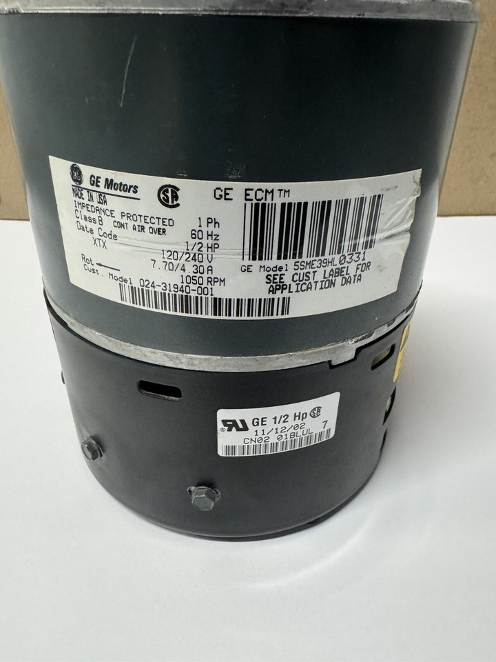 GE 5SME39HL 0331 Programmable Motor 1/2HP 115 V 1050RPM CCW 024-31940 ...
