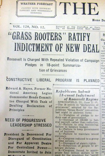 1935 headline newspaper REPUBLICANS OPPOSE Pres Franklin D Roosevelt 's ...