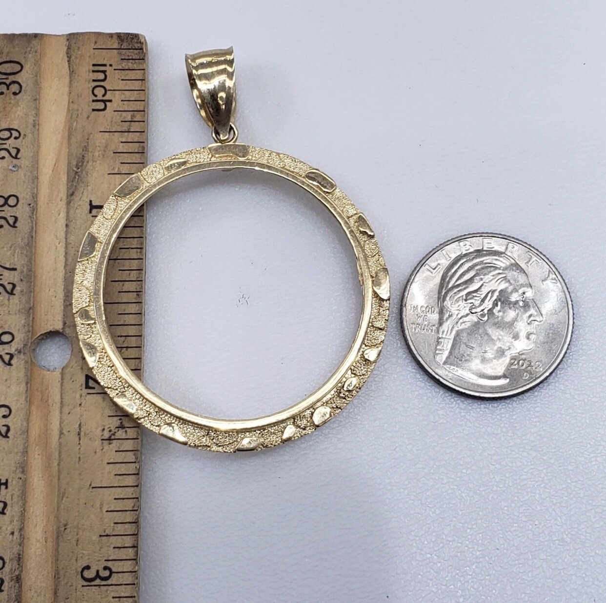 14k solid gold 50 pesos centenario Coin nugget Bezel … - Gem