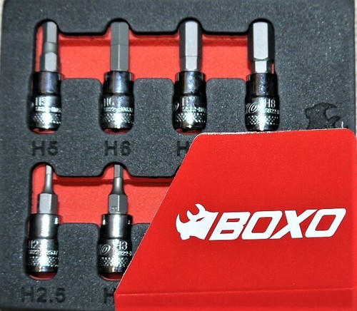 Boxo Tools 1/4"Dr 7pc metric Hex Socket set BX304-R2 in foam inlay 2.5mm-8mm | eBay