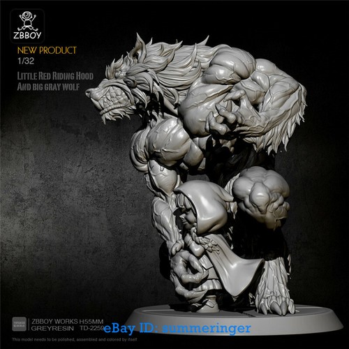 Unpainted Little Red Riding Hood with Big Gray Wolf Resin Model Kits ...