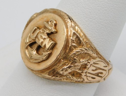 WWII ORIGINAL UNITED STATES OF AMERICA 10K GOLD NAVY MILITARY EAGLE USN ...