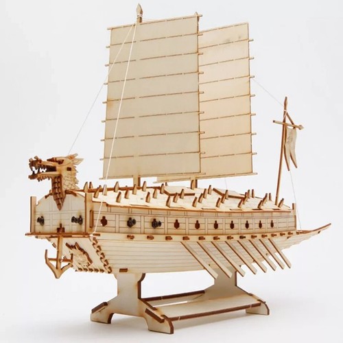 YoungModeler Battleship TURTLE SHIP DIY 3D Puzzle Wooden Model Kit Free ...