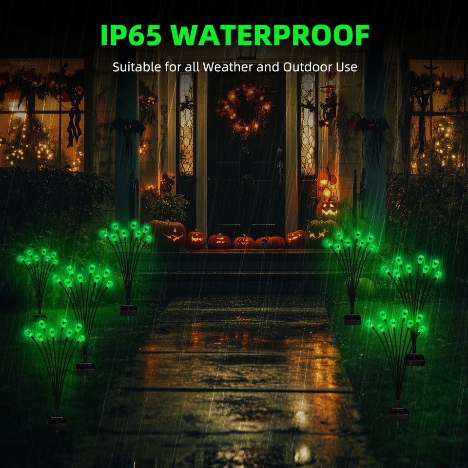 2X Halloween Decoration Outdoor Garden Solar Skull Lights Xmas Decor ...