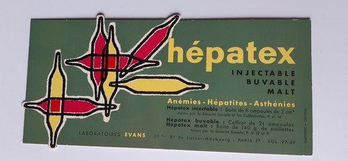 Buvard vintage Hépatex Anémies Hépatites Asthénie LABORATOIRES EVANS | eBay