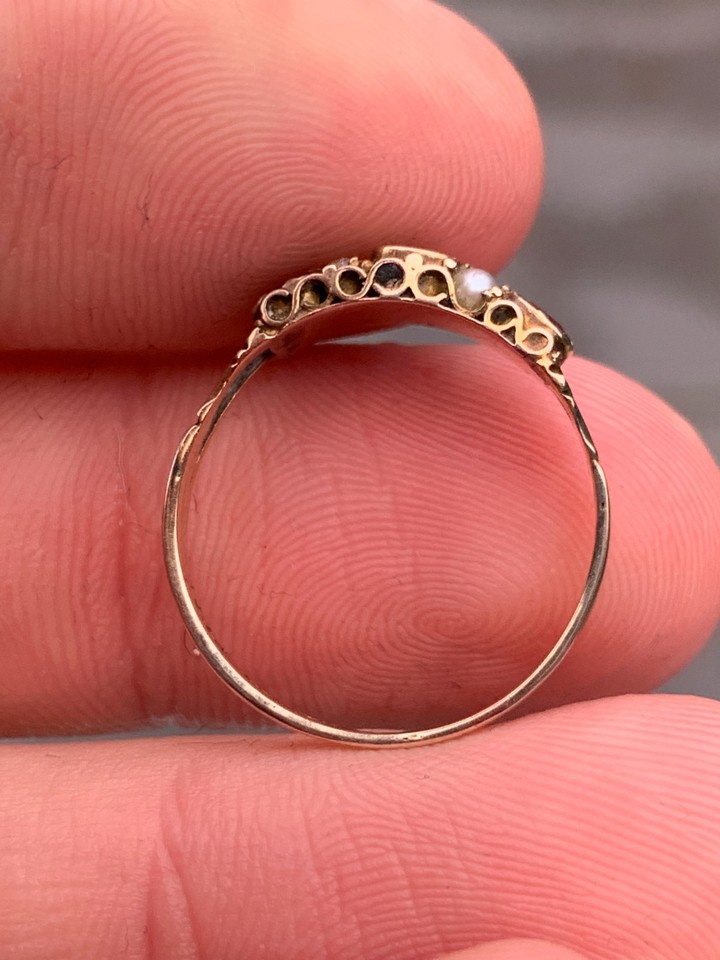 12ct gold garnet seed pearl cluster ring Victorian P&N 1872 | eBay UK