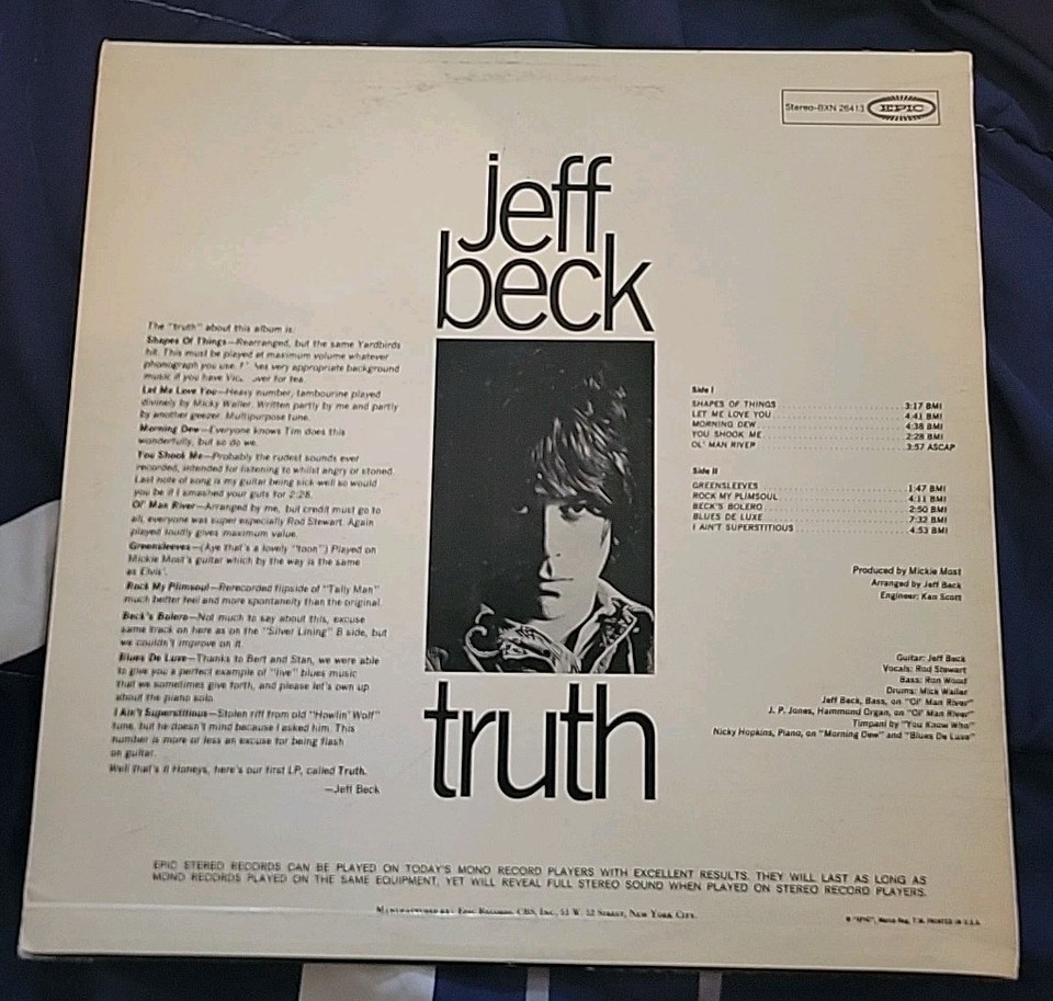 JEFF BECK*TRUTH*VINYL LP RECORD EPIC RECORDS PE 26413 Vintage 1968 | eBay