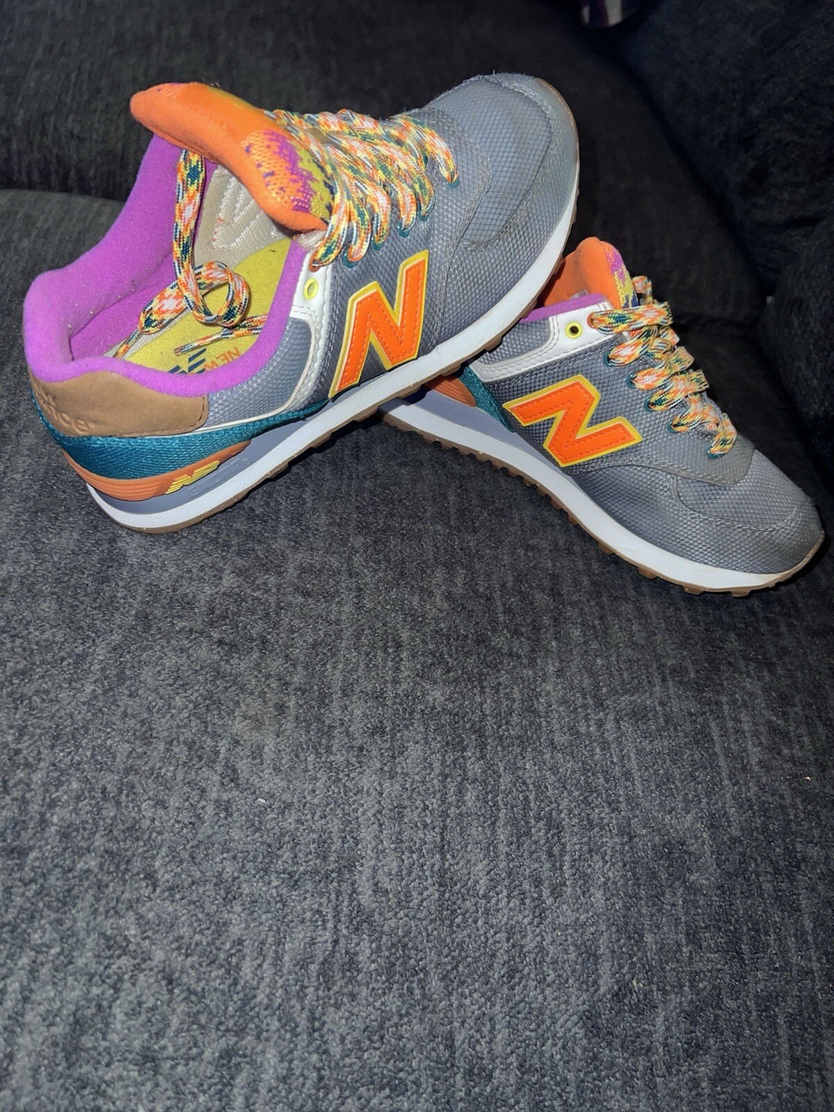 New Balance Womens 574 Weekend Expedition Athletic Shoes Gray Orange 6 ...