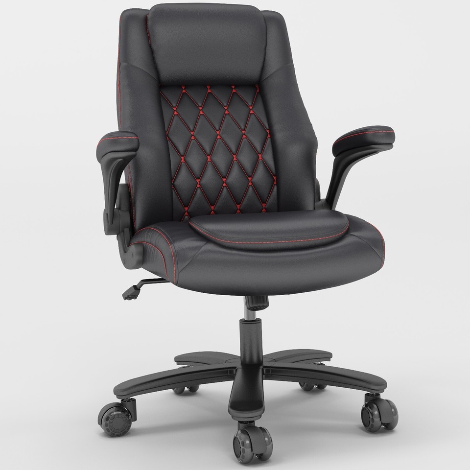 High Back Executive Office Chair PU Leather Computer Desk Chair Rubber ...
