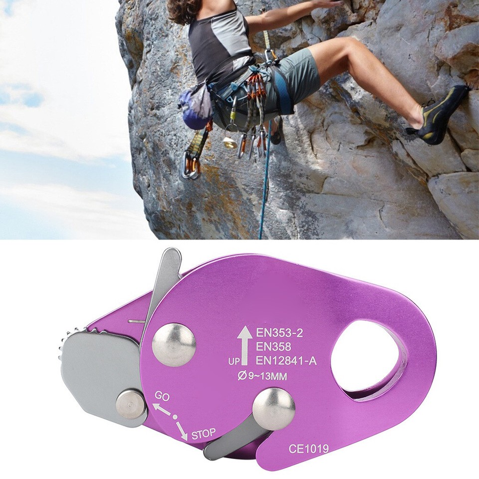 SelF Braking Stop Descender For 9-13mm Rope Clamp Grab Rescue Rappel ...