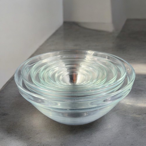 Bormioli Rocco Clear Round Nesting Bowls Set 8 Tempered Glass Bowls ...
