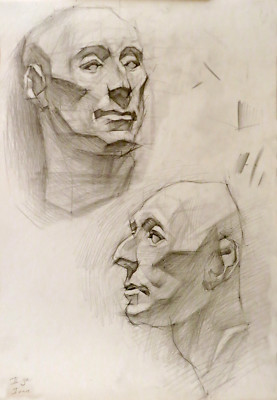 Academic Drawing Anatomy Head 2 Study Graphite Vintage Russian ...