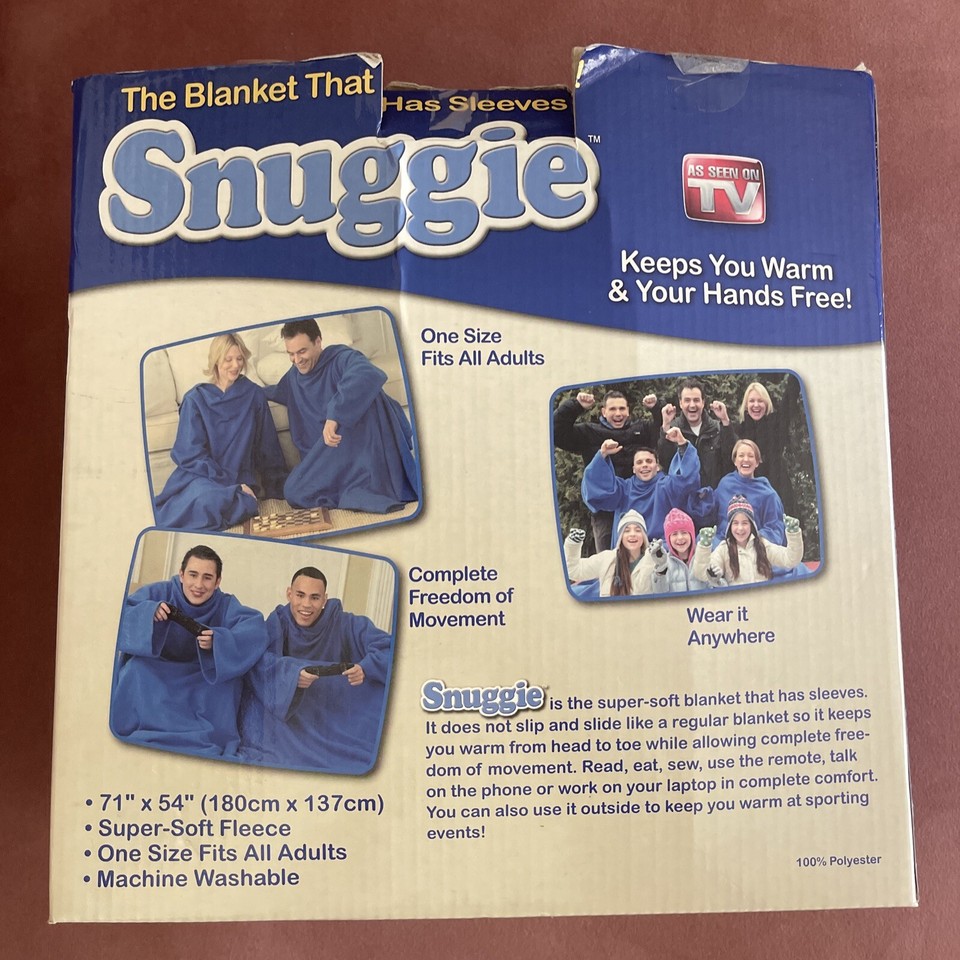 Snuggie BLUE As Seen On TV Wearable Blanket Sleeves Fleece Sweatshirt ...