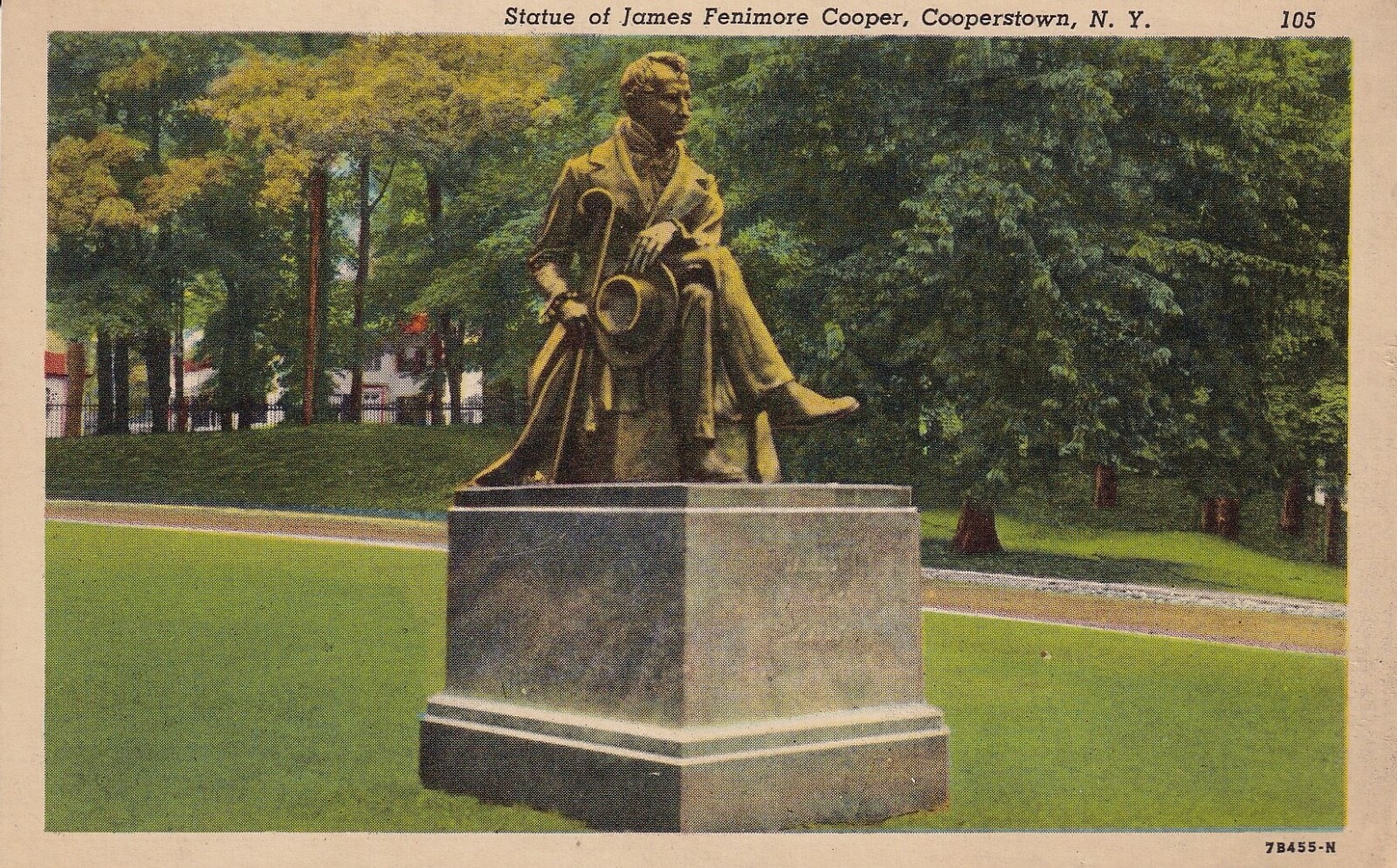 Vintage Postcard Statue of James Fenimore Cooper, Cooperstown, N. Y ...