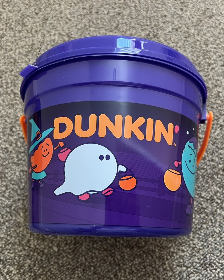 Dunkin Donuts Halloween Bucket With Lid/Handle New Purple 2024 In Hand ...