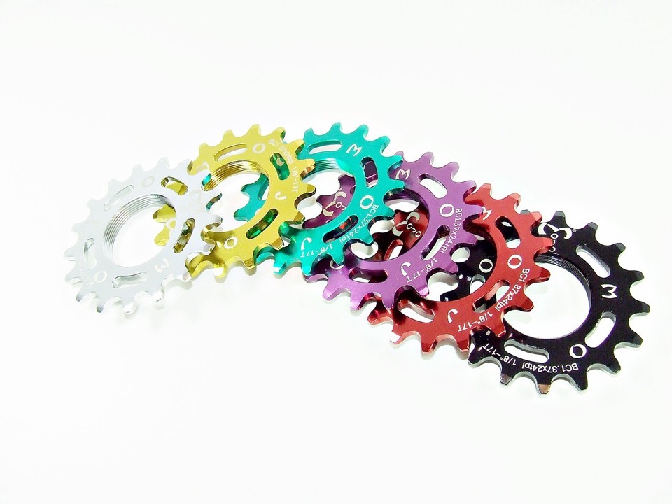 MOJO 13T FIXED GEAR COG - GREEN ANODIZED Cro-Mo TRACK 13 TOOTH 1/8 INCH ...