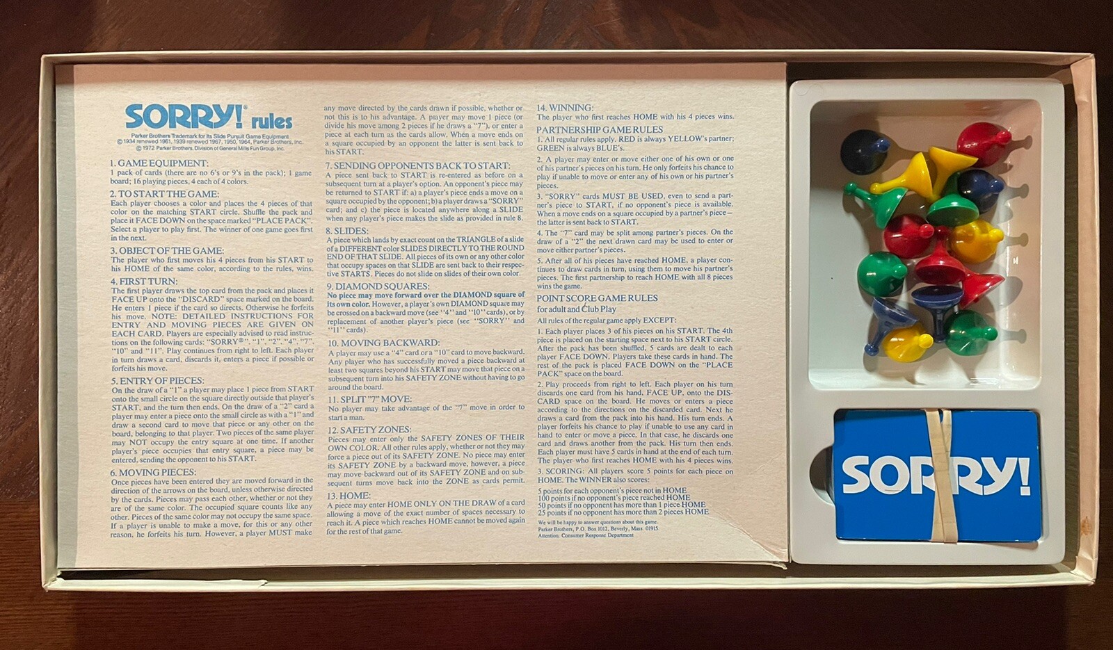 Vintage 1972 SORRY Board Game Parker Brothers Original | eBay