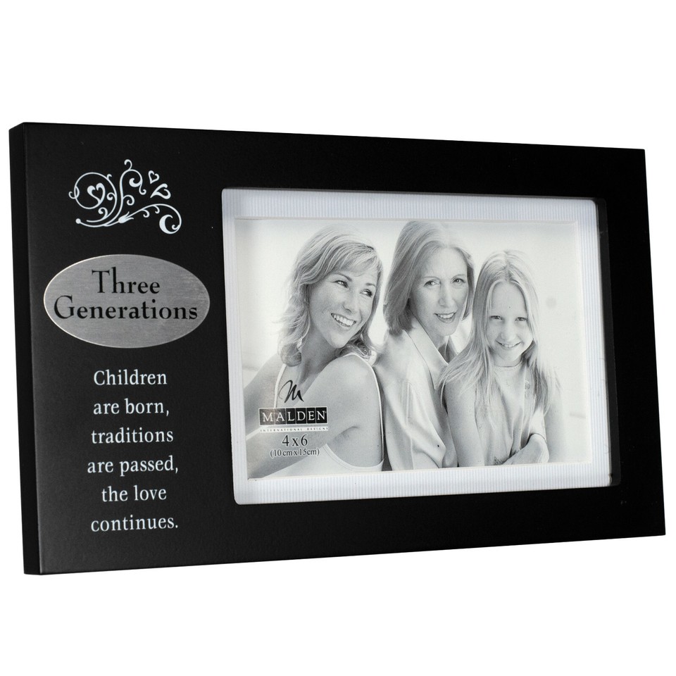 Three Generations 4x6 Black Wood Photo Frame 5x7 Mat with Metal Plaque ...
