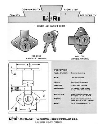 LORI #1700 DRAWER LOCK, 1-1/8" BARREL, CADMIUM PLATED | eBay